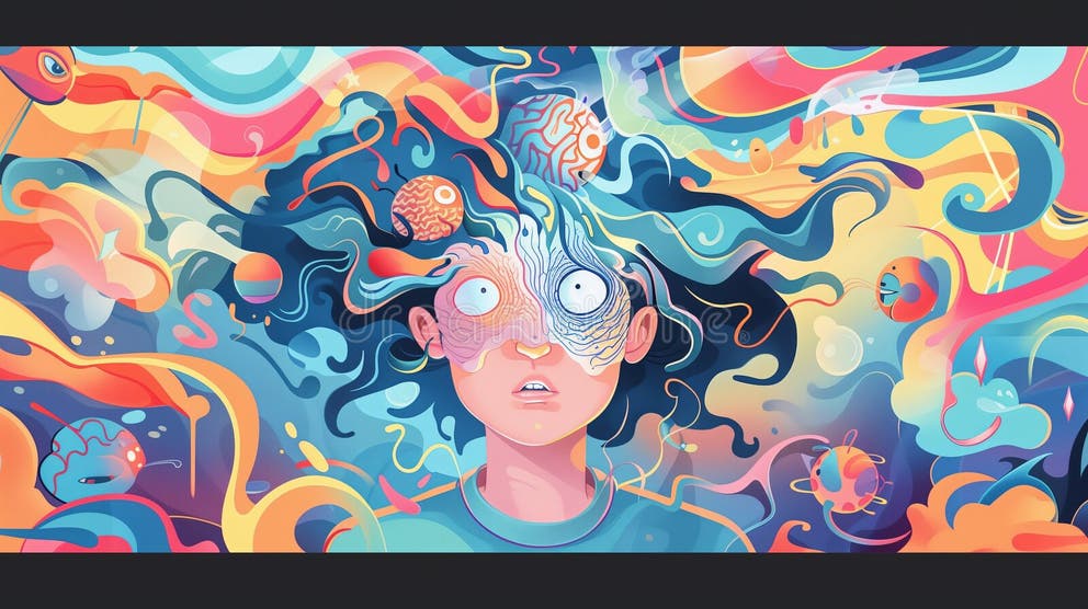 A Cartoon Style Illustration of a Person with Their Head Split into ...