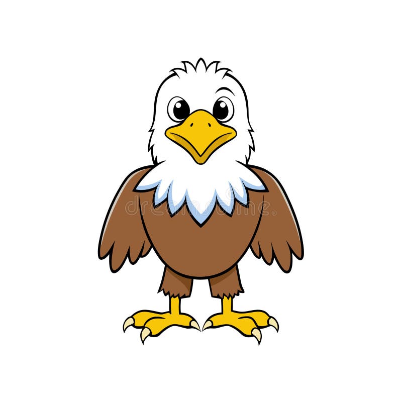 Cartoon Bald Eagle Vector Illustration Standing on White Background ...