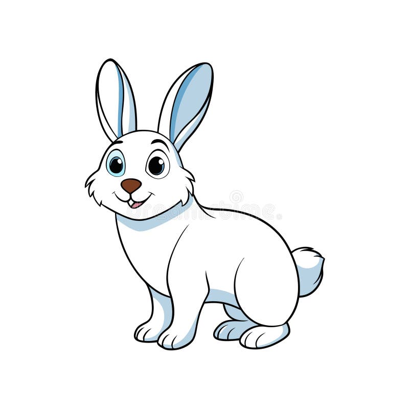 Cartoon White Rabbit Standing Isolated on White Background Illustration ...