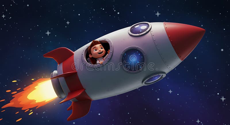 A Cartoon-style Image Shows a Child Inside a Small, Red and White ...