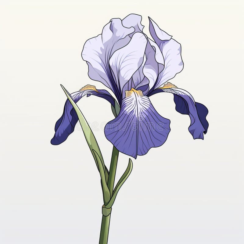 Simple Cartoon Iris with Thick Lines on White Background Stock ...