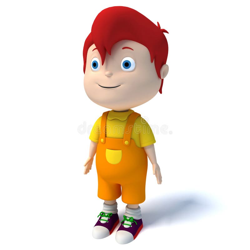 Cartoon Style Kid 3D Rendering on White Background Stock Illustration ...