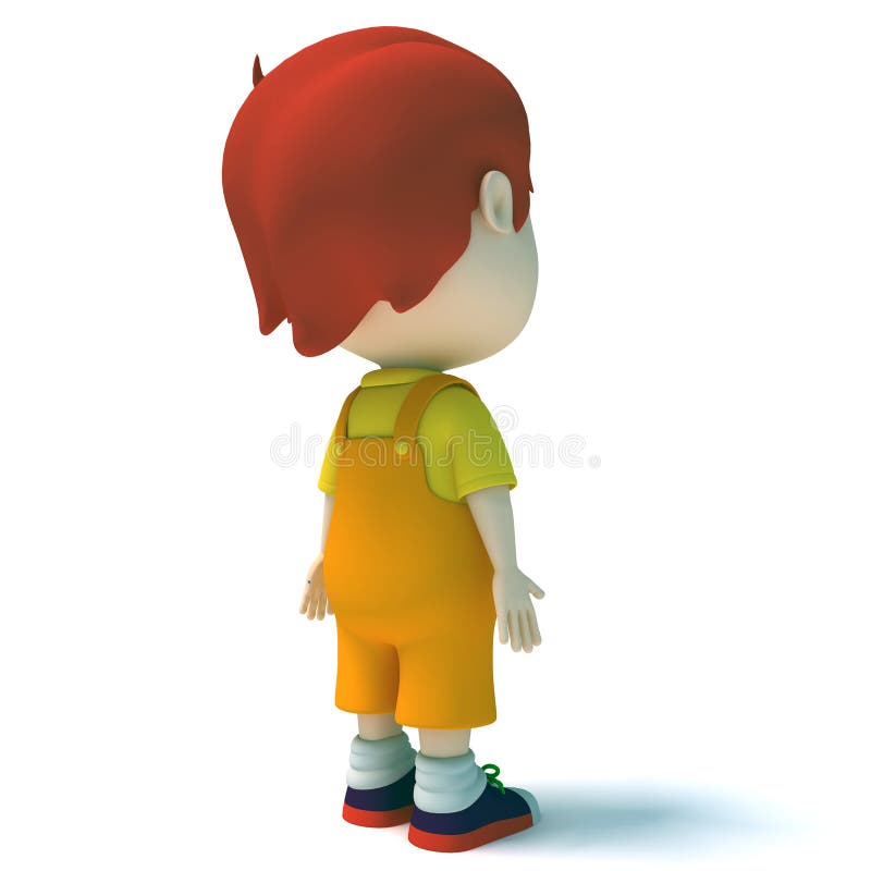 Cartoon Style Kid 3D Rendering on White Background Stock Illustration ...