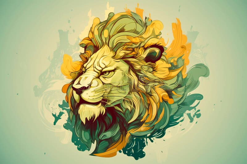 Cartoon Style Lion for Printing Card Featuring Generative AI Stock ...