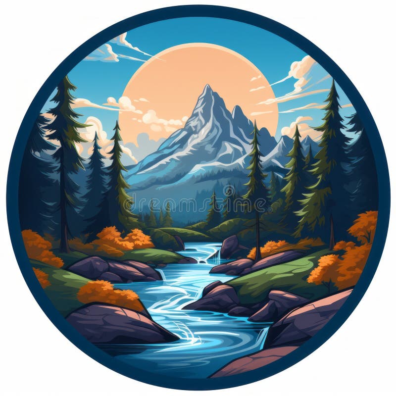 Vibrant Mountain Stream and Forest in Realistic Color Scheme Stock ...