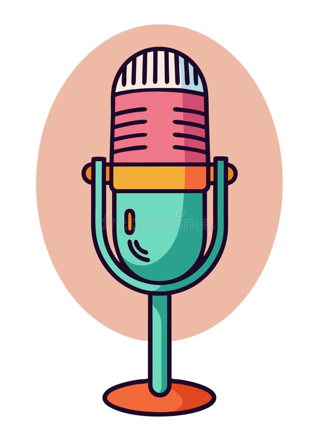Cartoon style microphone. stock vector. Illustration of sound - 326741489
