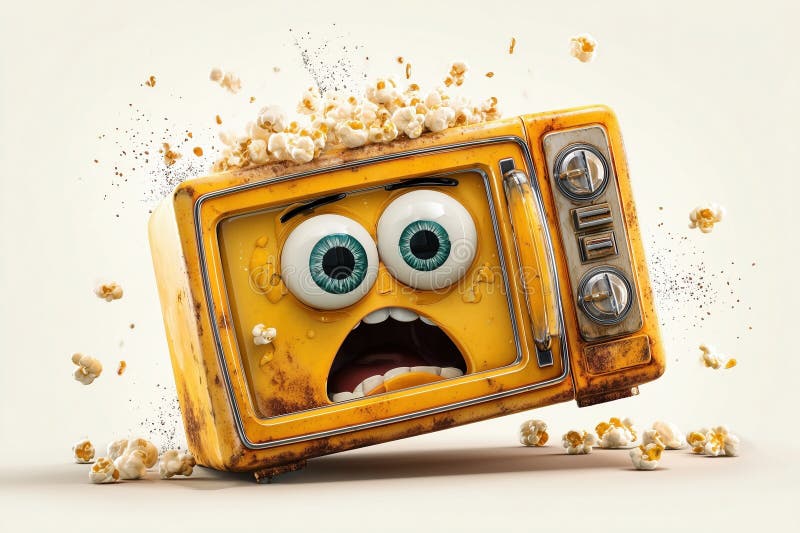 A Cartoon-style Microwave Oven with a Panicked Face Ai Illustration ...