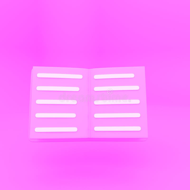 Cartoon Style Minimal Open Book Isolated on Pink Background Stock ...