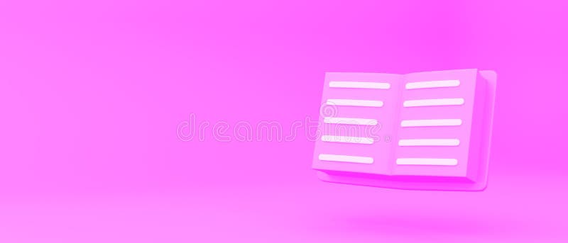 Cartoon Style Minimal Open Book Isolated on Pink Background. 3d ...