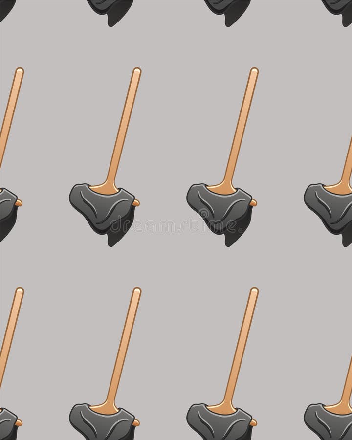 Cartoon Style Mops with Rags for Cleaning Seamless Pattern on Gray ...