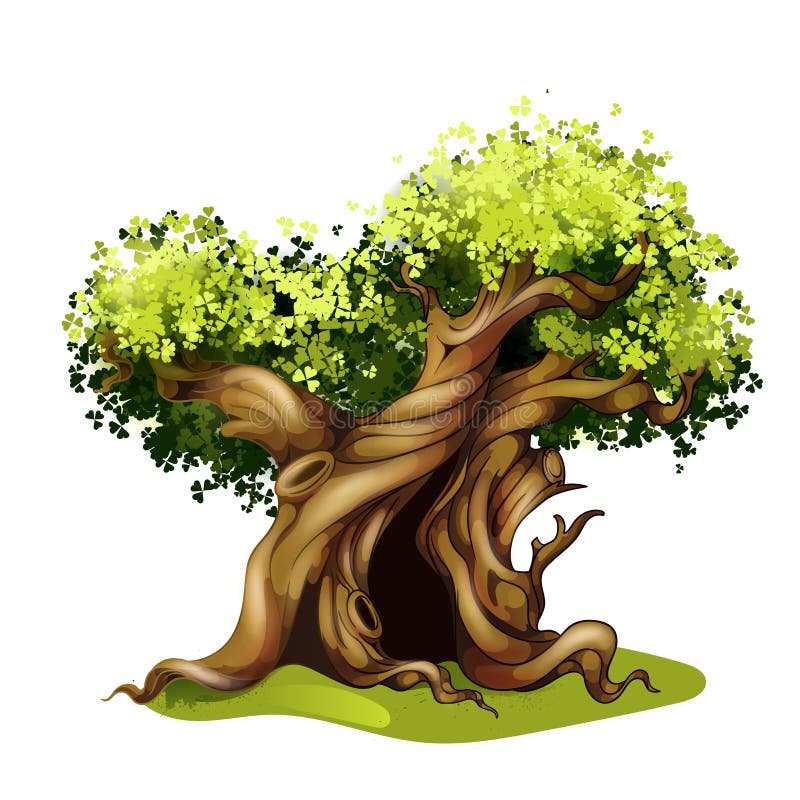 Cartoon Style Oak Illustration. Fairy Tale Magic Tree. Stock Vector ...
