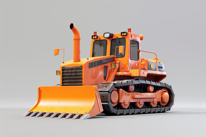Bright Orange Bulldozer Designed in a Cartoon Style. Features ...
