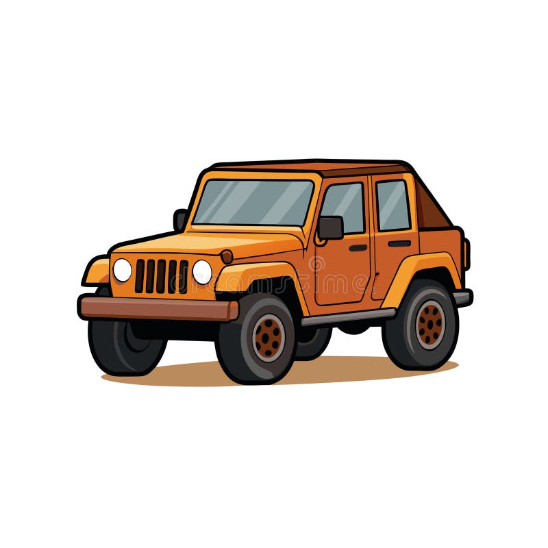 Cartoon-style Orange Jeep Vector Image on White Background Stock ...