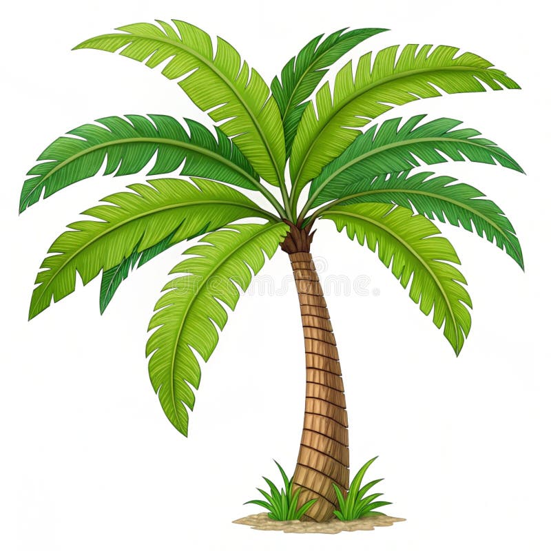 Cartoon Style Palm Tree stock illustration. Illustration of bright ...