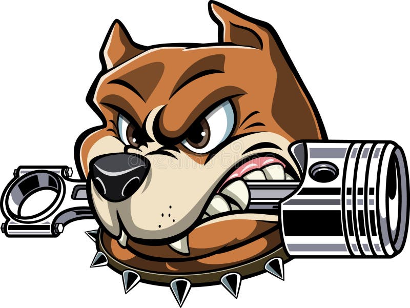 Cartoon Style Pitbull Dog with Engine Piston between the Tenths Stock ...