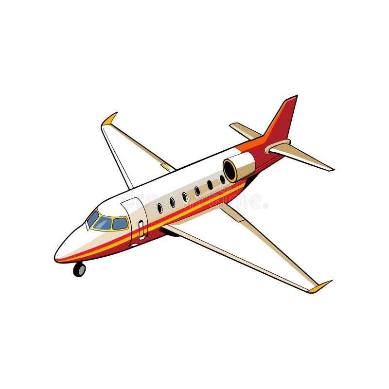 Cartoon Style Private Jet Isolated on White Background Stock ...