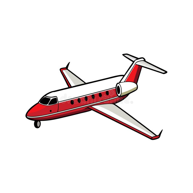 Cartoon Style Private Jet with Red and White Color Stock Illustration ...