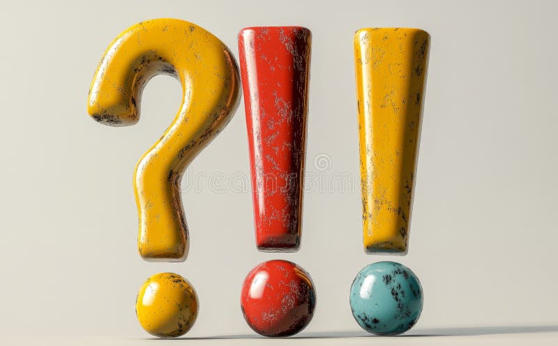 Cartoon Style Question Mark and Exclamation Point, Chat Mark, Rendered ...