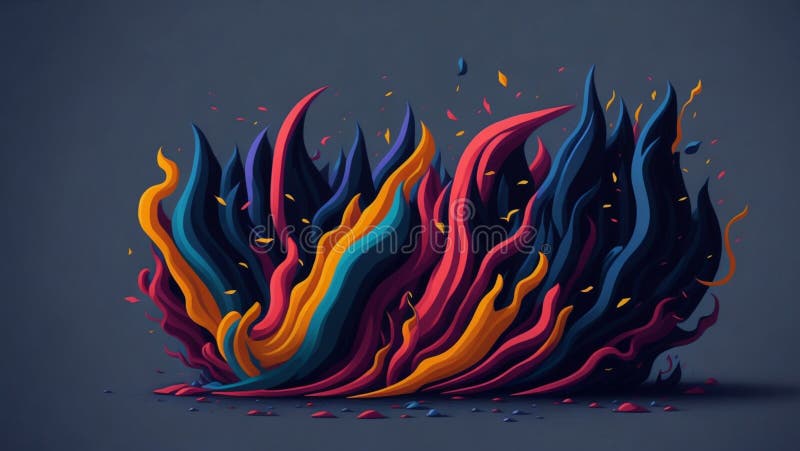 Cartoon Style Rainbow Gradient Flame Generative AI Stock Illustration ...