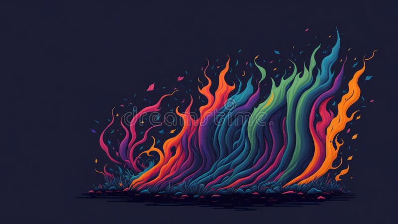 Cartoon Style Rainbow Gradient Flame Generative AI Stock Illustration ...