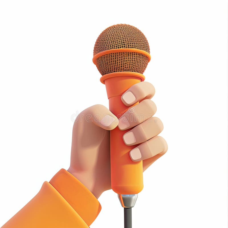 Cartoon Style Rendered Hand Holding Microphone on Transparent ...