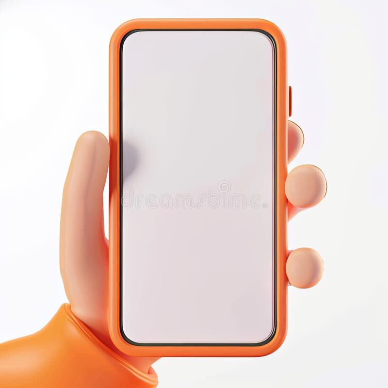 Cartoon Style Rendered Hand Holding Smartphone on Transparent ...