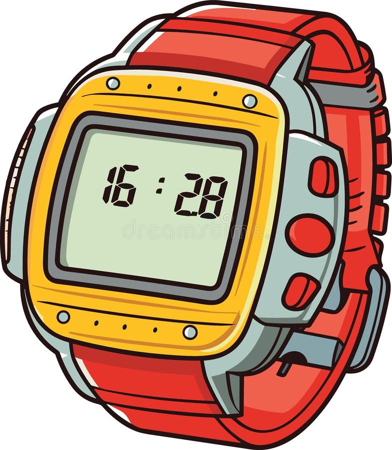 Cartoon Style Retro Digital Wrist Watch Vector Stock Vector ...
