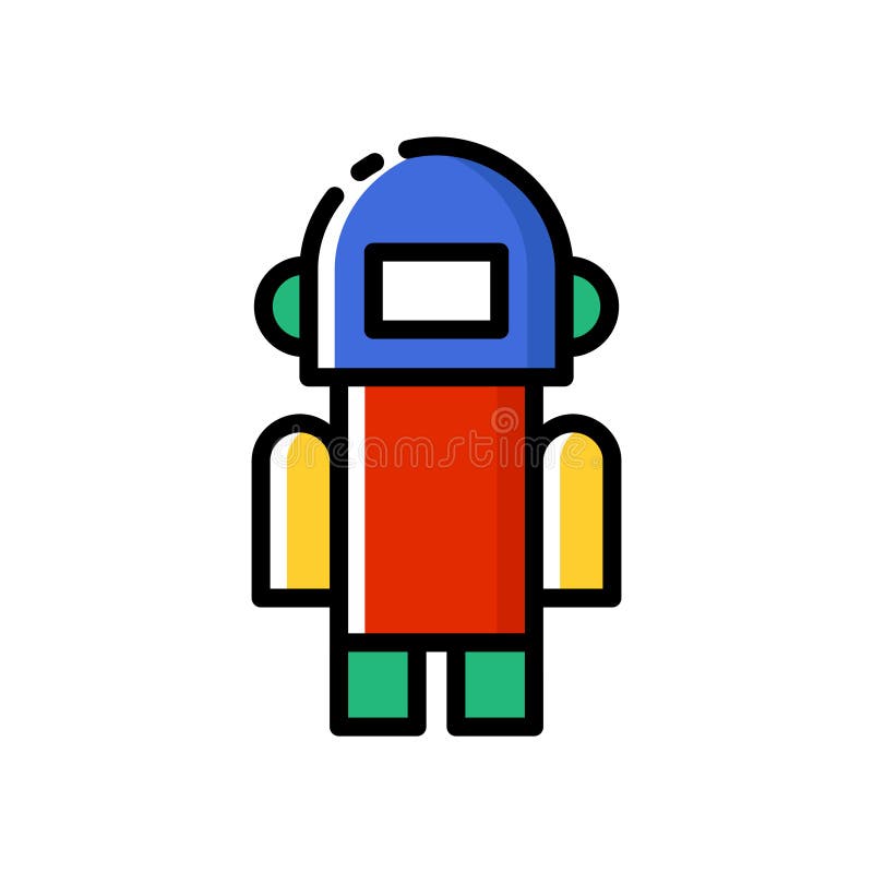 Cartoon Style Robot Colourful Vector Illustration. Cute Bot Icon. Stock ...