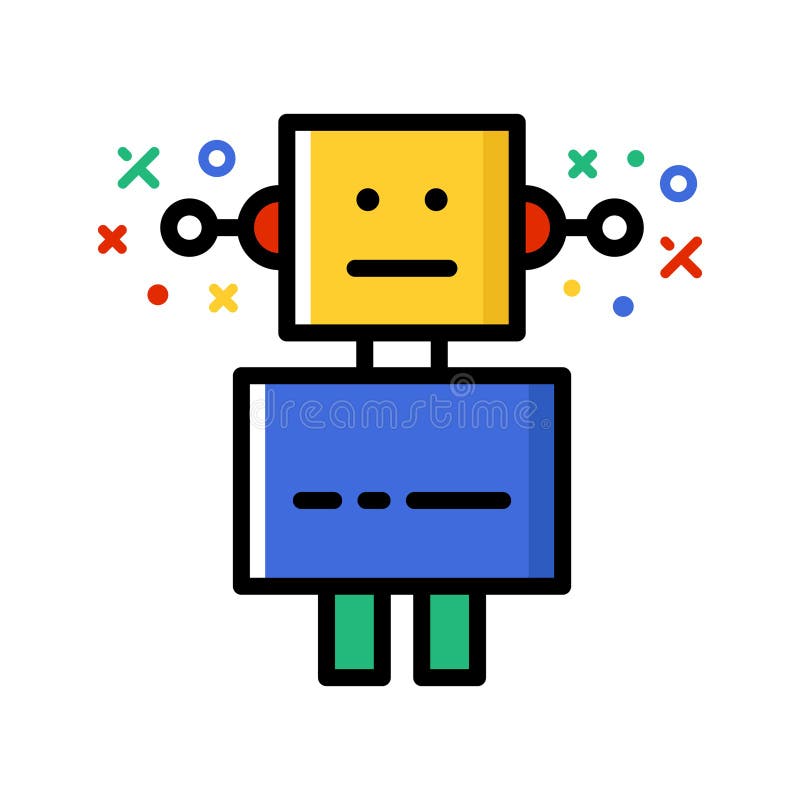 Cartoon Style Robot Colourful Vector Illustration. Cute Bot Icon. Stock ...