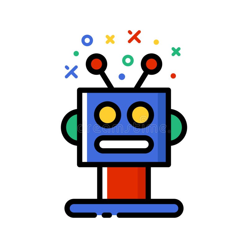 Cartoon Style Robot Colourful Vector Illustration. Cute Bot Icon. Stock ...