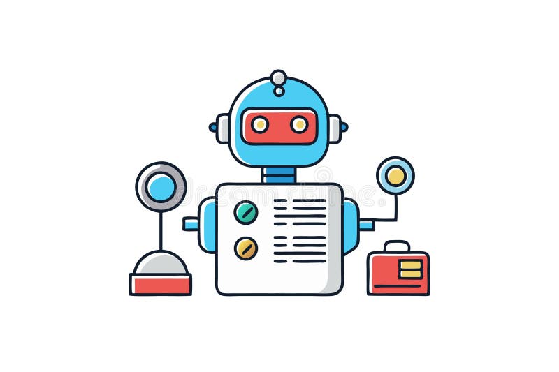 Cartoon Style Robot Design Featuring a Humanoid AI Assistant, Control ...