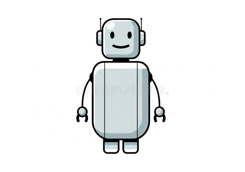 Cartoon-style Robot with a Rectangular Body and Square Head, Featuring a Smiling Face. it Stock ...