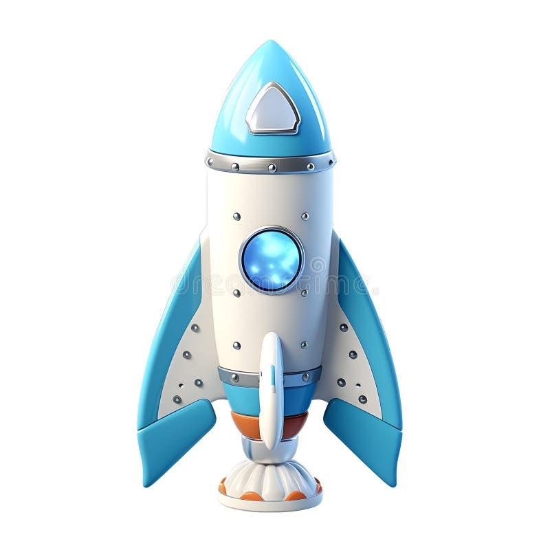 Rocket Blue 3d Model Soft Smooth Lighting Isolated Cartoon Style Stock ...