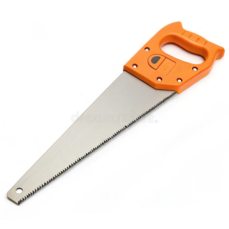 Cartoon Style Saw with Orange Handle on Transparent Background Stock ...