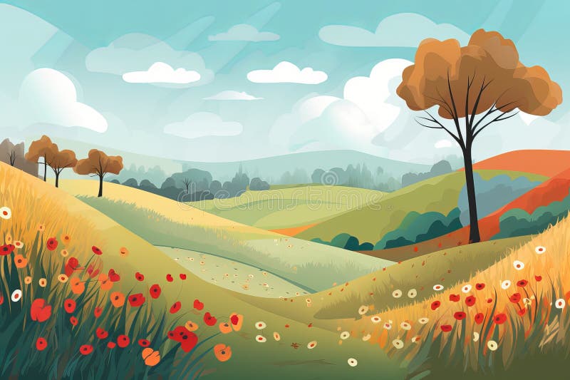Cartoon Style Scenery from Generative Ai Stock Illustration ...