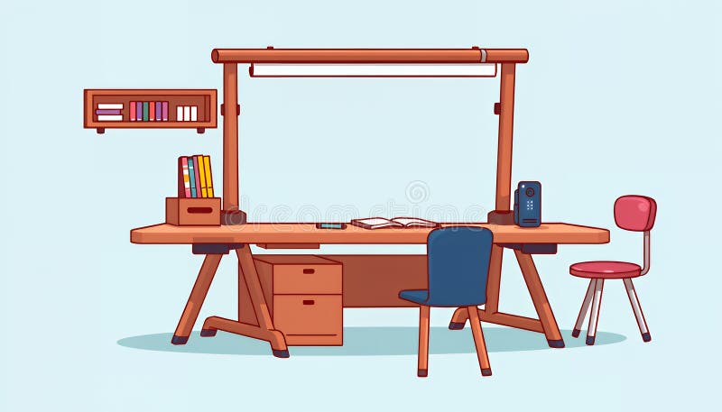 A Cartoon-style School Drafting Table with an Ergonomic and Versatile ...