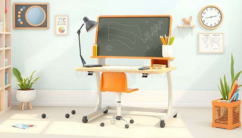 A Cartoon-style School Drafting Table with an Ergonomic and Versatile ...