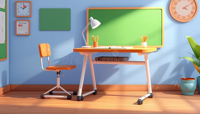 A Cartoon-style School Drafting Table with an Ergonomic and Versatile ...
