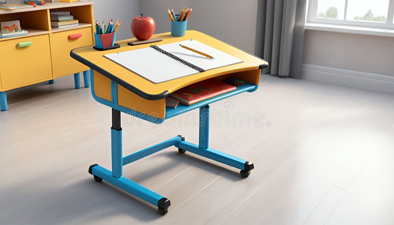 A Cartoon-style School Drafting Table with an Ergonomic and Versatile ...