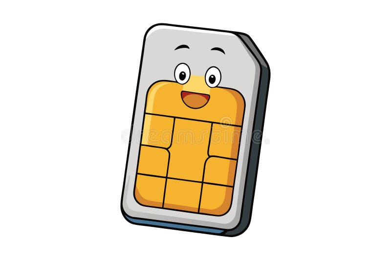 Cartoon Style SIM Card Design, Perfect for Telecommunications, Mobile ...