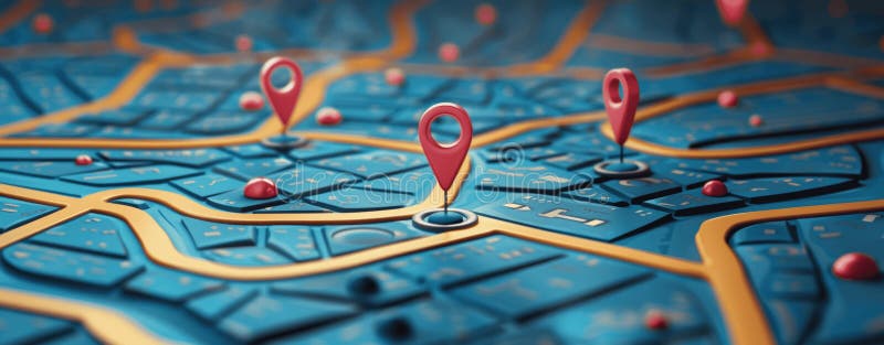 Cartoon Style Smart City Navigation Map with GPS Routes and Public ...