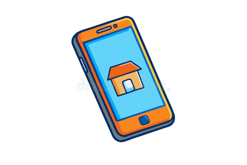 Cartoon Style Smartphone with a Home Button and a Simple Home Icon on ...