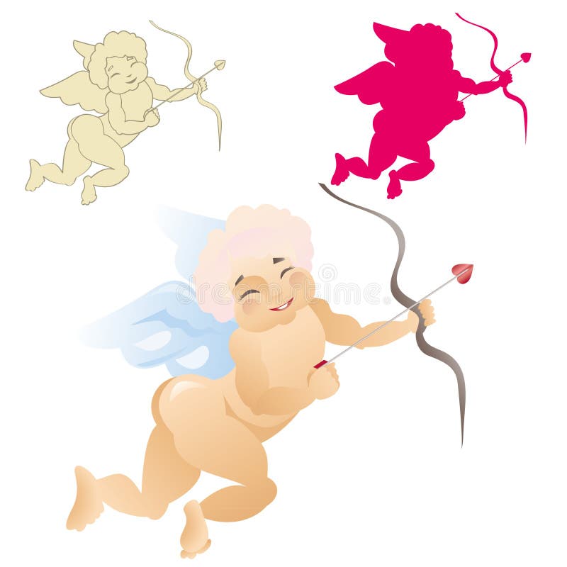 Cartoon Style Smiling Cute Cupid Stock Vector - Illustration of cartoon ...