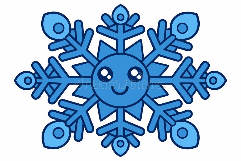 Cartoon-style Snowflake Features a Smiling Face at Its Center, Adding a ...