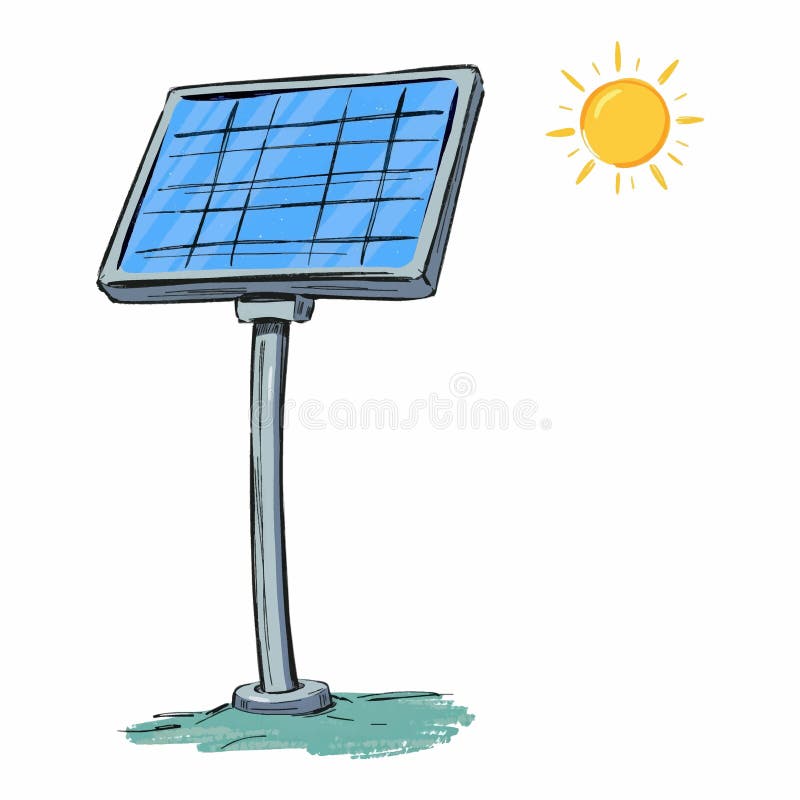 Cartoon-Style Solar Panel Isolated on White Background Stock ...
