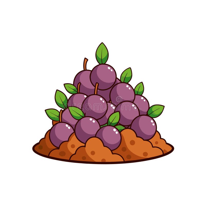Pile of Cartoon Plums, Fruit Stack, Vector Illustration Stock Photo ...
