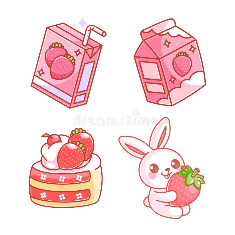 Cartoon Style Strawberry Box Set Stock Vector - Illustration of ...