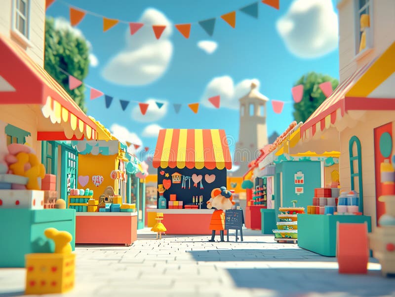 Cartoon Shopping Street Shopping Center. Shopping Complex. Shopping