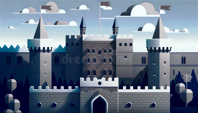 Cartoon Style Turrets Fortress AI Generated Stock Illustration ...