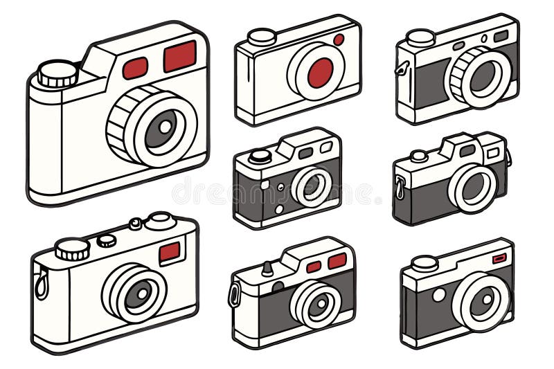 Cartoon-style Vector Illustrations of Cameras Stock Vector ...